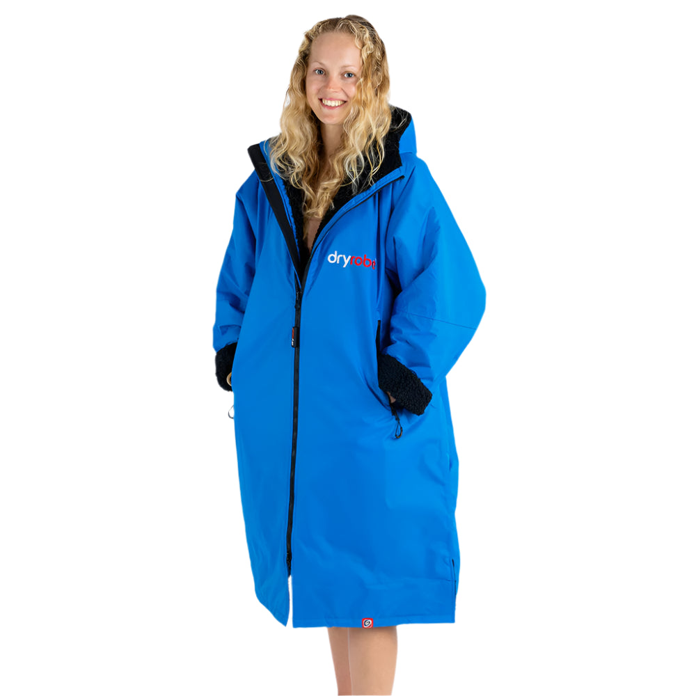 DRYROBE Advance Long Sleeve Coat - Cobalt blue/Black