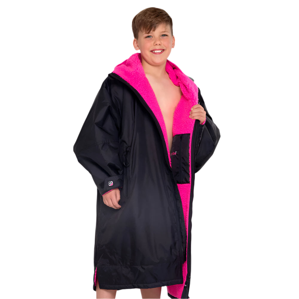 DRYROBE Advance Kids Long Sleeve Coat - Black/Pink