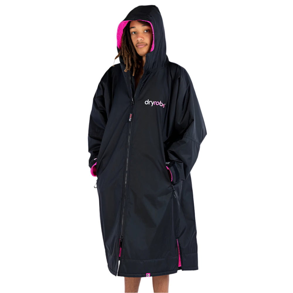 DRYROBE Advance Long Sleeve Coat - Black/Pink