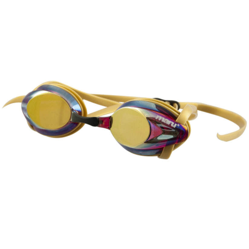 Maru - swim goggles- Sonic Mirror Anti-Fog Adult Swim Goggles - Gold,